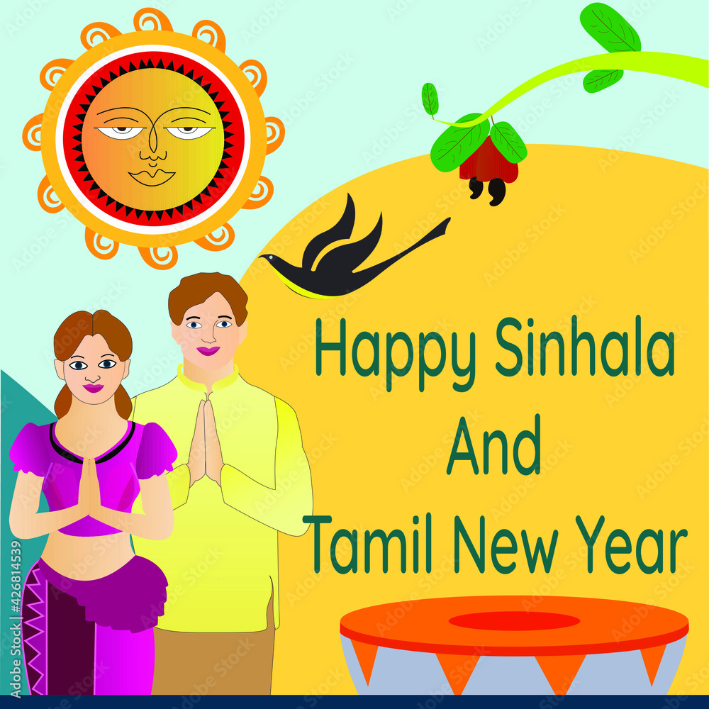 Creative Sinhala And Tamil New Year Vector Post Design Stock Vector Creative Sinhala And Tamil New Year Vector Post Design Stock Vector