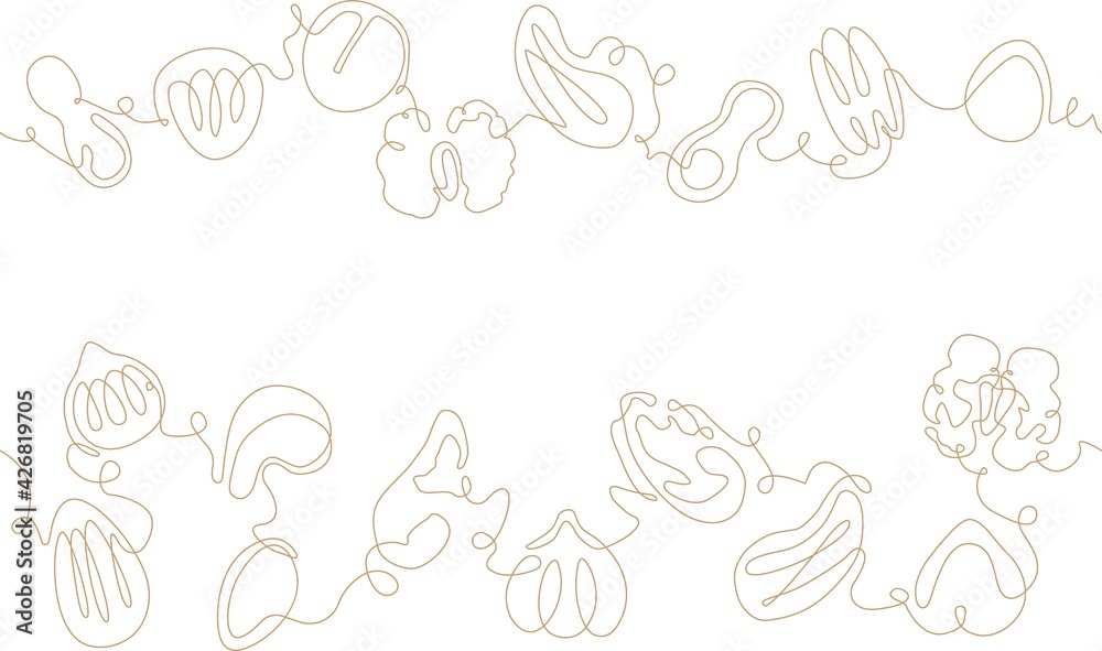 Vector One line Drawing Seamless patterns with Various Nuts and Seeds ...