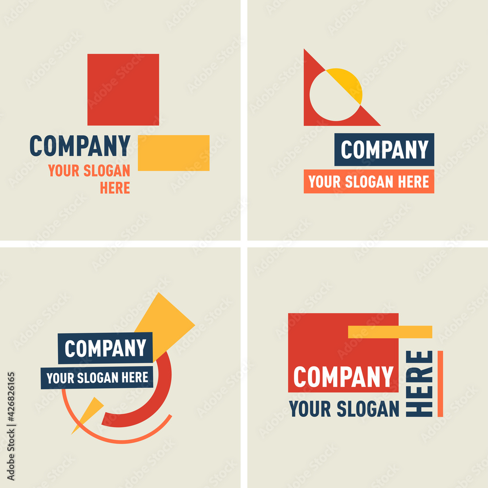 Geometric logo design set, abstract creative suprematism design ...