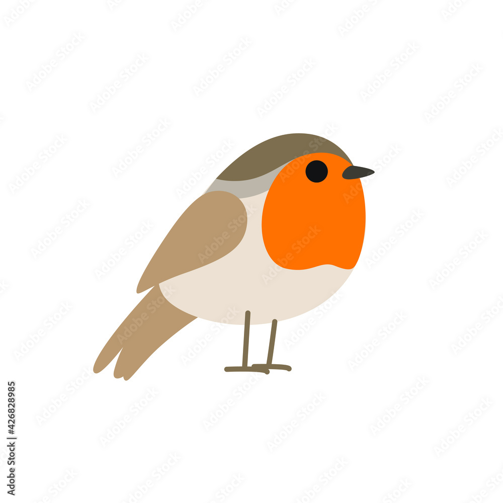 Cartoon robin bird. Vector illustration for prints, clothing, packaging ...