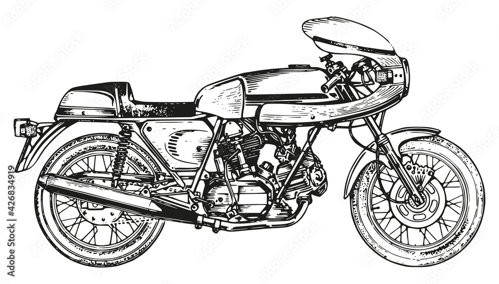 Vector motorcycle line scratch drawing. Motorcycle vector art ...