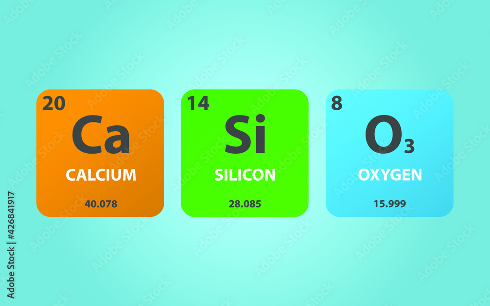 Calcium Silicate CaSiO3 molecule. Simple molecular formula consisting ...