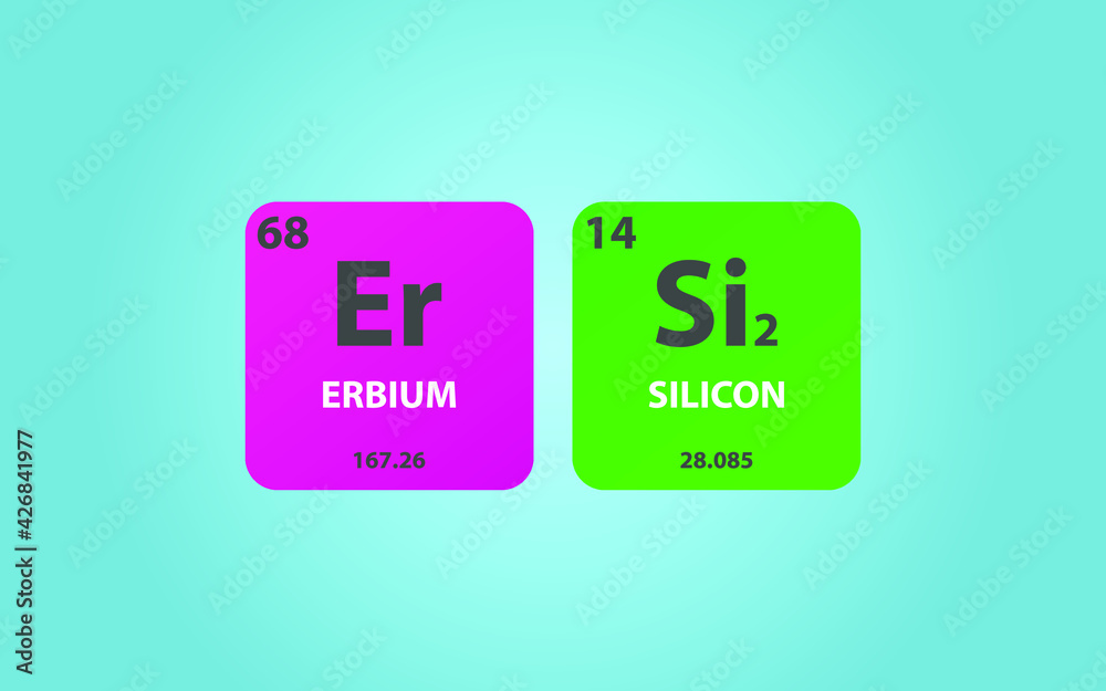 Erbium Disilicide ErSi2 molecule. Simple molecular formula consisting ...