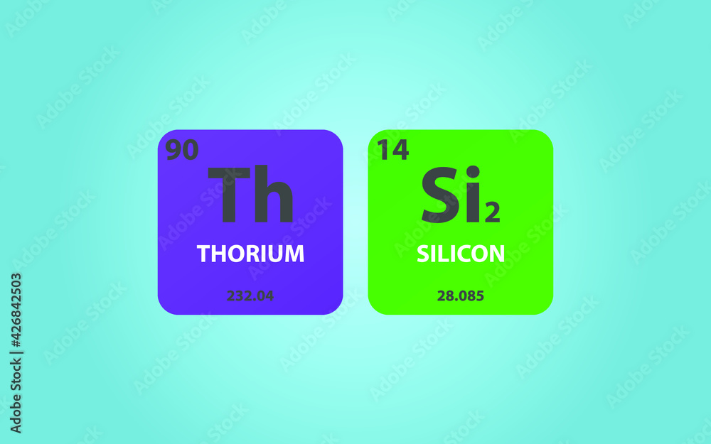 Thorium Disilicide ThSi2 molecule. Simple molecular formula consisting ...