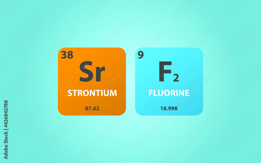 Strontium Fluoride SrF2 molecule. Simple molecular formula consisting ...