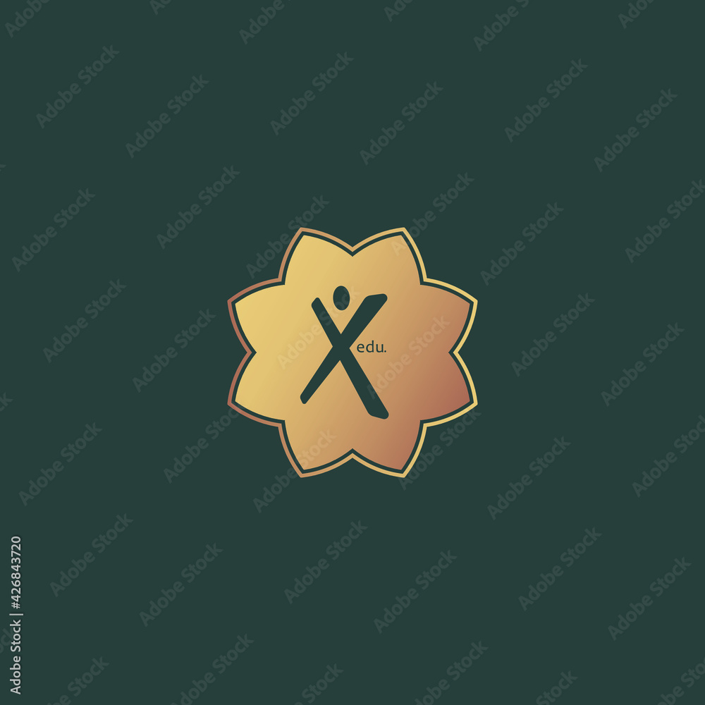 Gold effect education logo design with background Stock Vector | Adobe ...