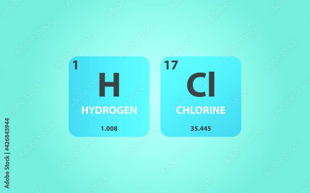 Hydrogen Chloride HCl molecule. Simple molecular formula consisting of ...