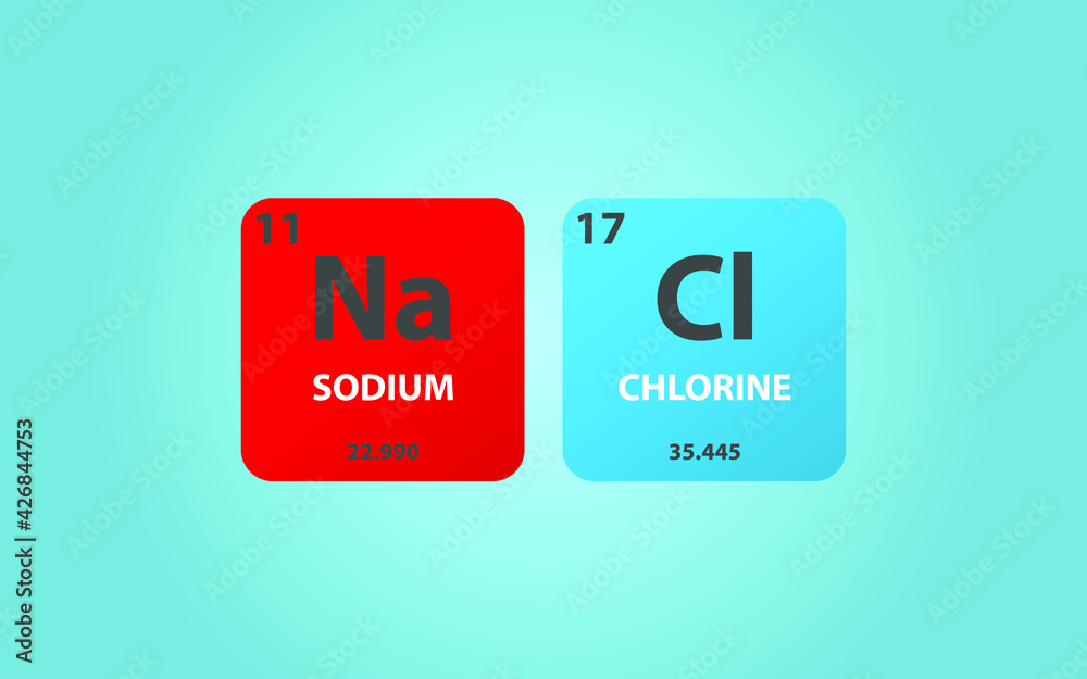 Sodium Chloride NaCl molecule. Simple molecular formula consisting of ...