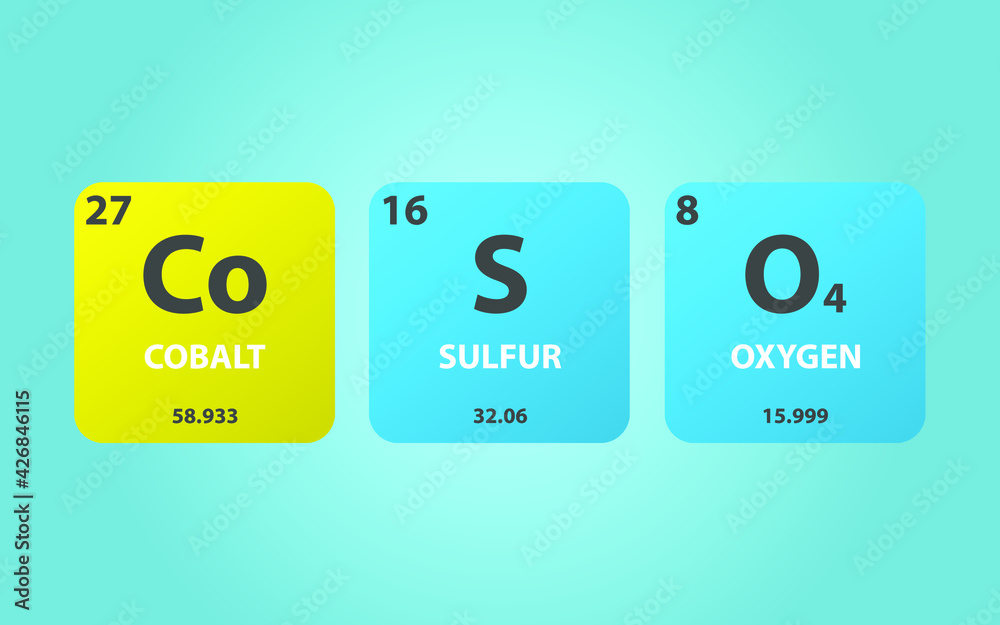 Cobalt Sulfate CoSO4 molecule. Simple molecular formula consisting of ...