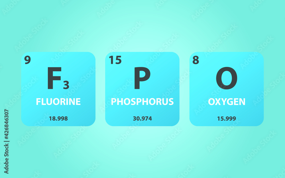 Phosphoryl Fluoride F3PO molecule. Simple molecular formula consisting ...