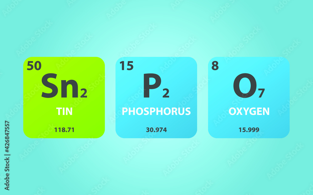 Tin Pyrophosphate Sn2P2O7 molecule. Simple molecular formula consisting ...