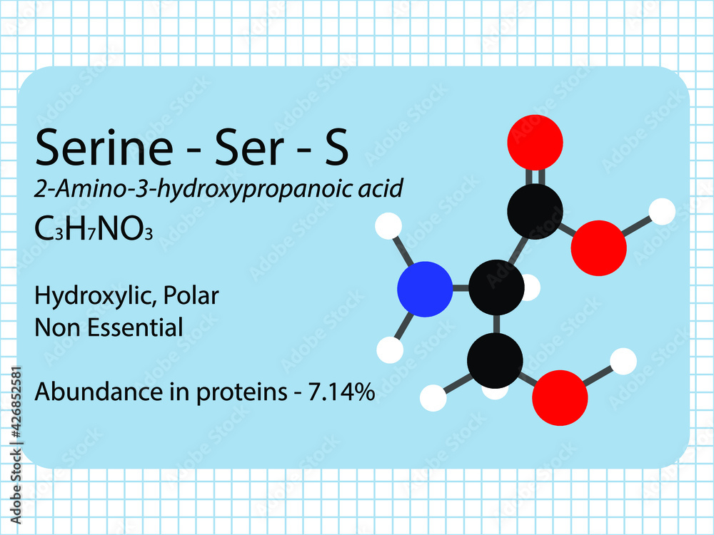 Serine - Ser - S - Non Essential Amino Acid molecular formula, chemical ...