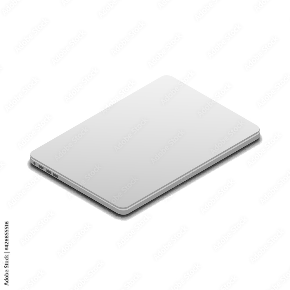 closed laptop isolated on white background, isometric view vector ...