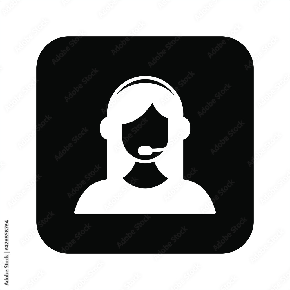 Customer Service Icon. User With Headphone Vector illustration on white ...