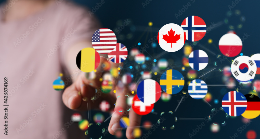 World map with all states and their flags Stock Photo | Adobe Stock