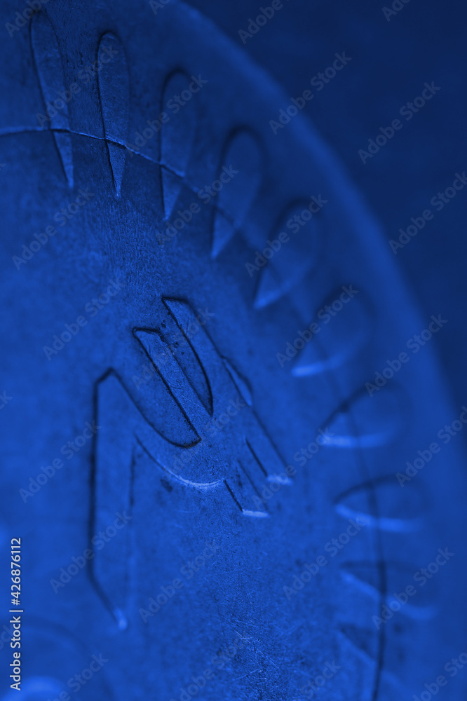 Translation: rupee. Fragment of Indian 10 rupee coin with a national ...