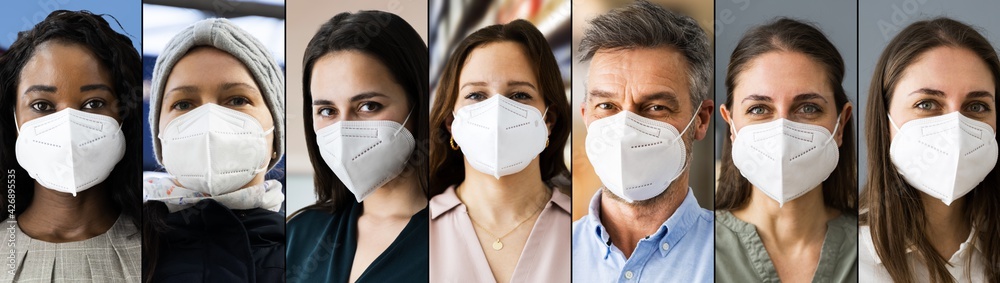 Diverse People Group Wearing FFP2 Face Mask Stock Photo | Adobe Stock