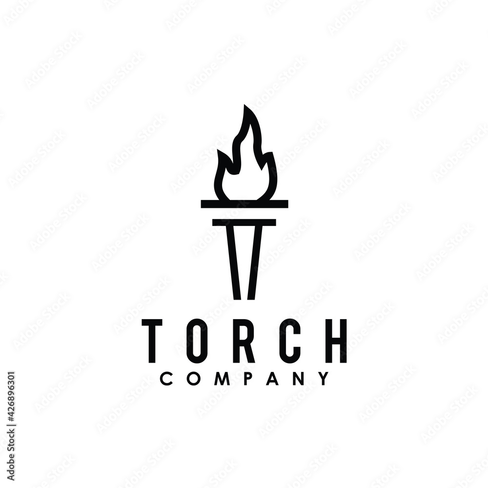 torch letter t simple flat logo design vector Stock Vector | Adobe Stock