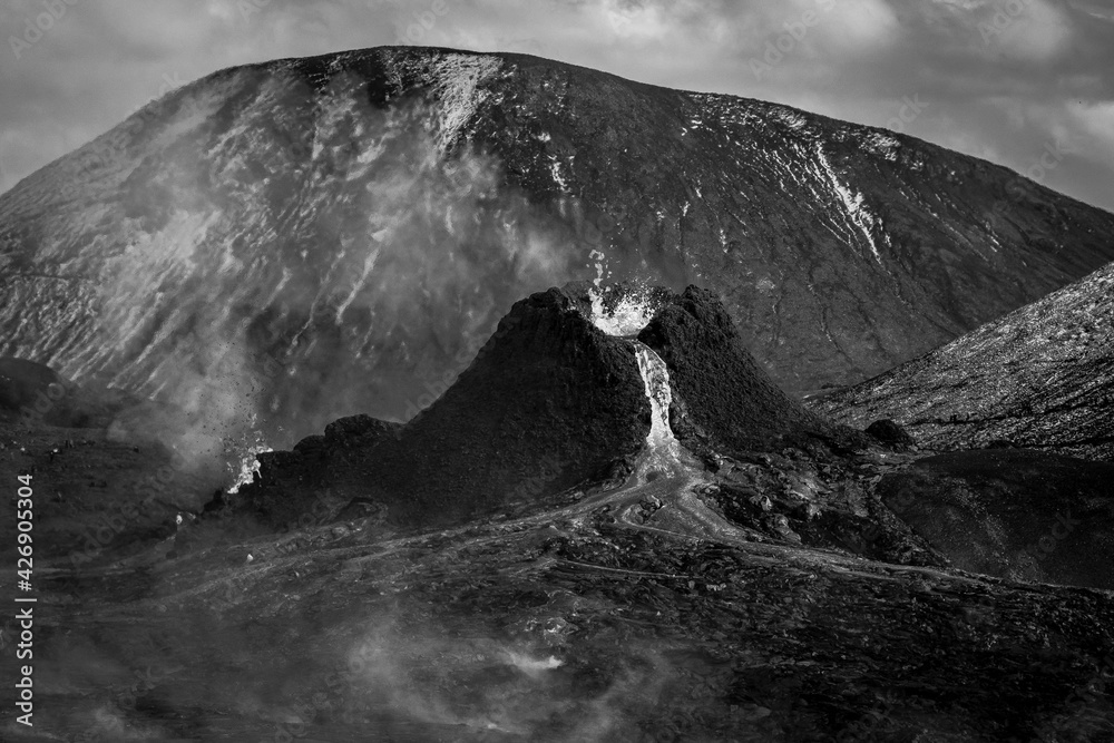 Volcanic eruption in Iceland at Geldingadalur valley in southvest ...