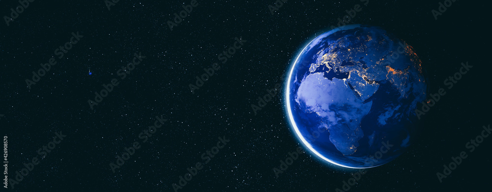 Planet earth globe view from space showing realistic earth surface and ...