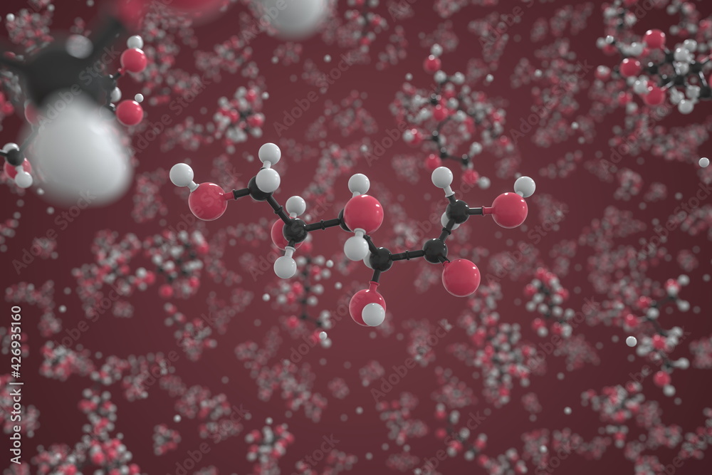 Fructose molecule, ball-and-stick molecular model. Chemical 3d ...
