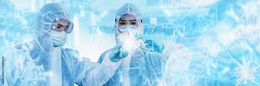 Doctor or scientist using smart technology analysis information ...