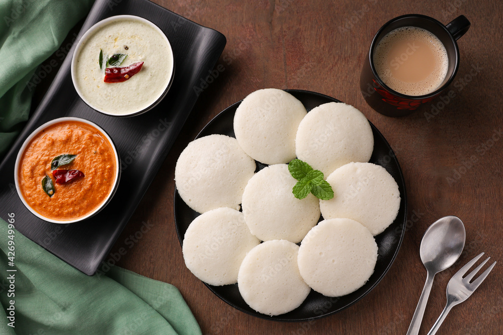 Many Idli or idly popular breakfast of Kerala South India and Sri Lanka ...