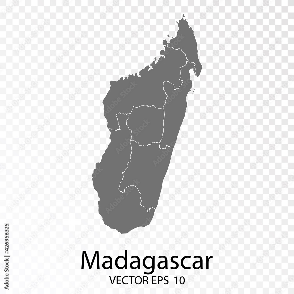 Transparent - High Detailed Grey Map of Madagascar. Vector eps10. Stock ...