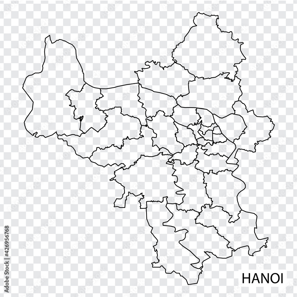 High Quality map of Hanoi is a capital city of Vietnam, with borders of ...