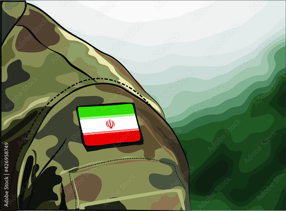 Flag of Iran on soldier arm. Islamic Republic of Iran Army เวกเตอร์ ...