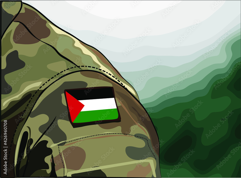 Vetor de Flag of Palestine on soldier arm. Palestine Liberation Army do ...