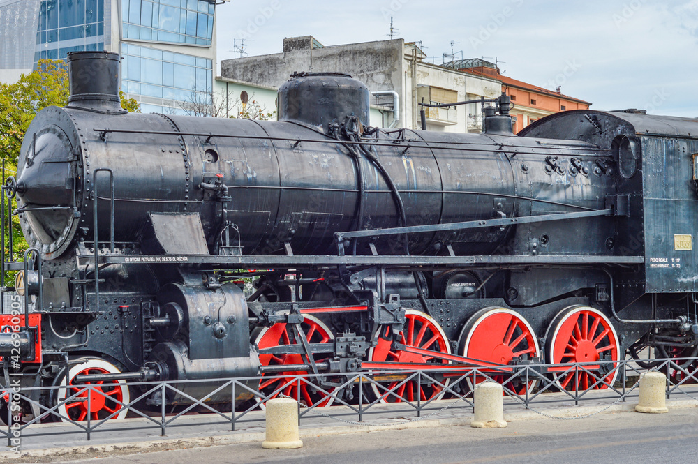old steam vapor locomotive italian train in italy Stock Photo | Adobe Stock