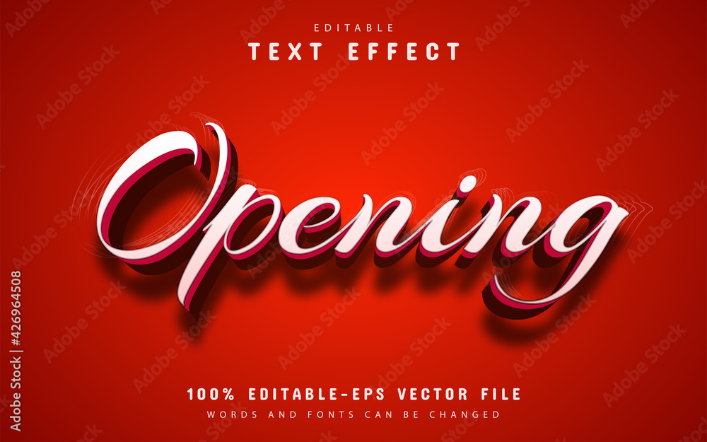 Opening text, 3d red text effect Stock Vector | Adobe Stock