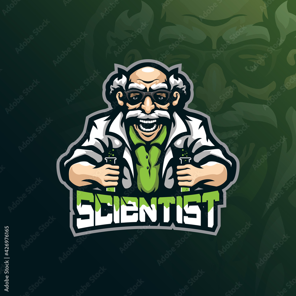 Scientist mascot logo design vector with modern illustration concept ...