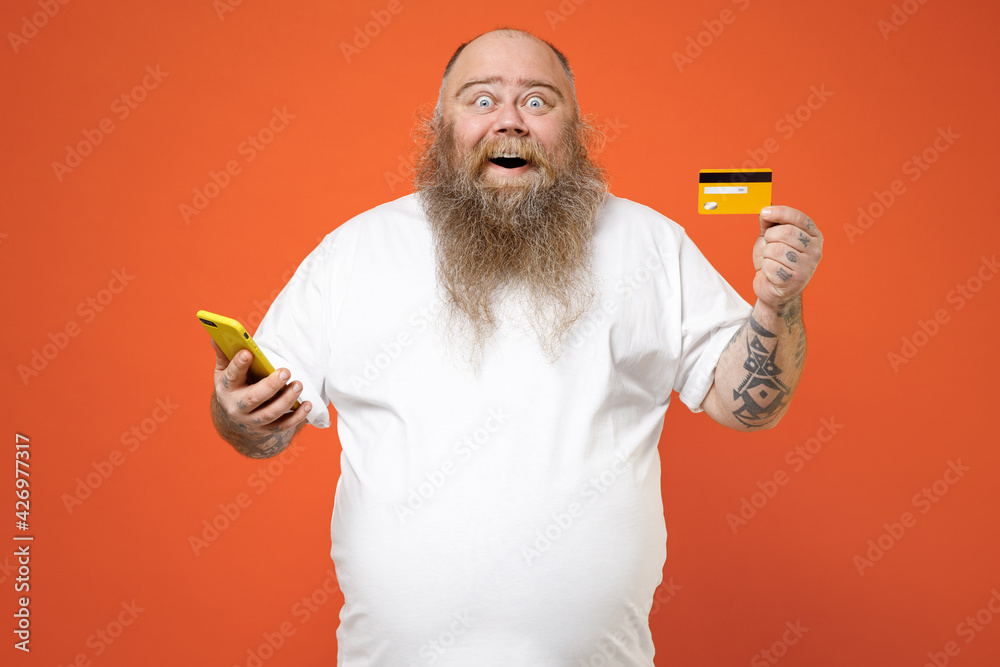 Fat shock pudge obese chubby overweight tattooed blue-eyed bearded man ...