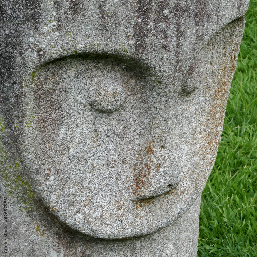 Close up view of the face of mysterious ancient megalith known as ...