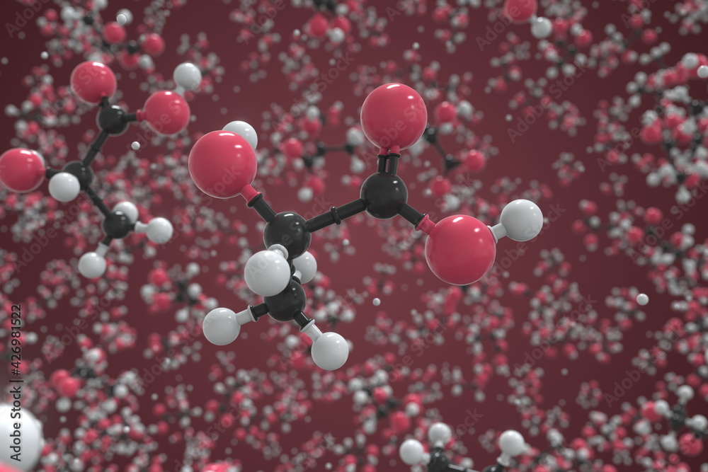 Molecule of lactic acid, ball-and-stick molecular model. Scientific 3d ...