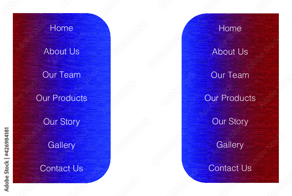 Home, about us, products, Gallery, our story and contact us buttons ...