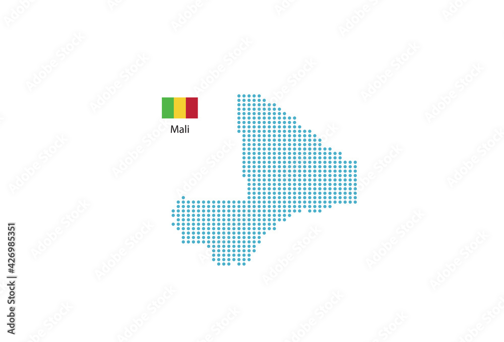 Mali map design blue circle, white background with Mali flag. Stock ...