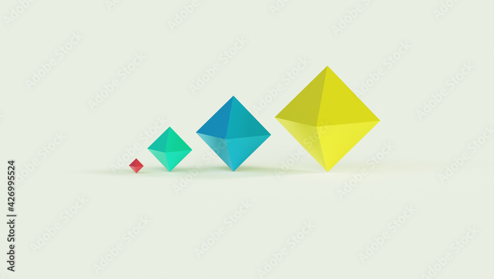 Four diamond shaped objects in four different colors arranged in one ...