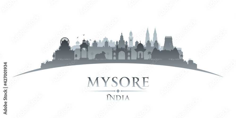 Mysore India city silhouette white background Stock Vector | Adobe Stock