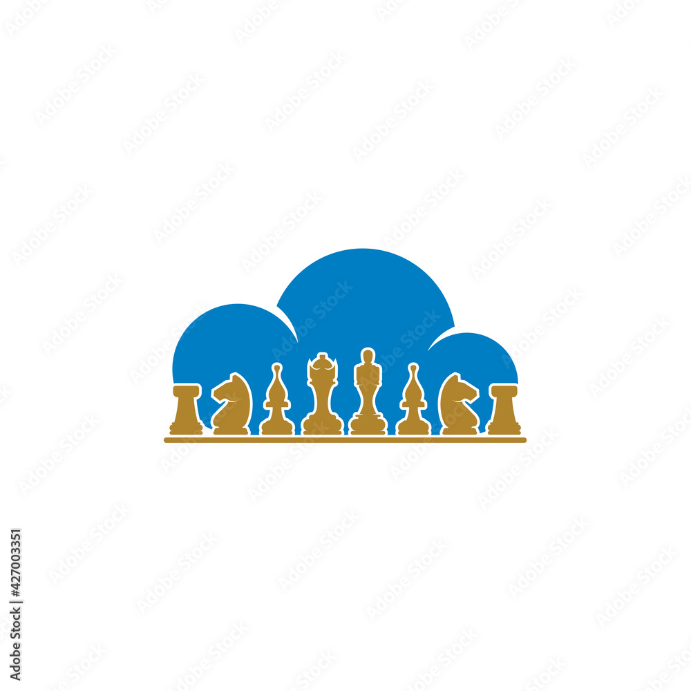 Cloud Chess logo design vector illustration, Creative Chess logo design concept template ...
