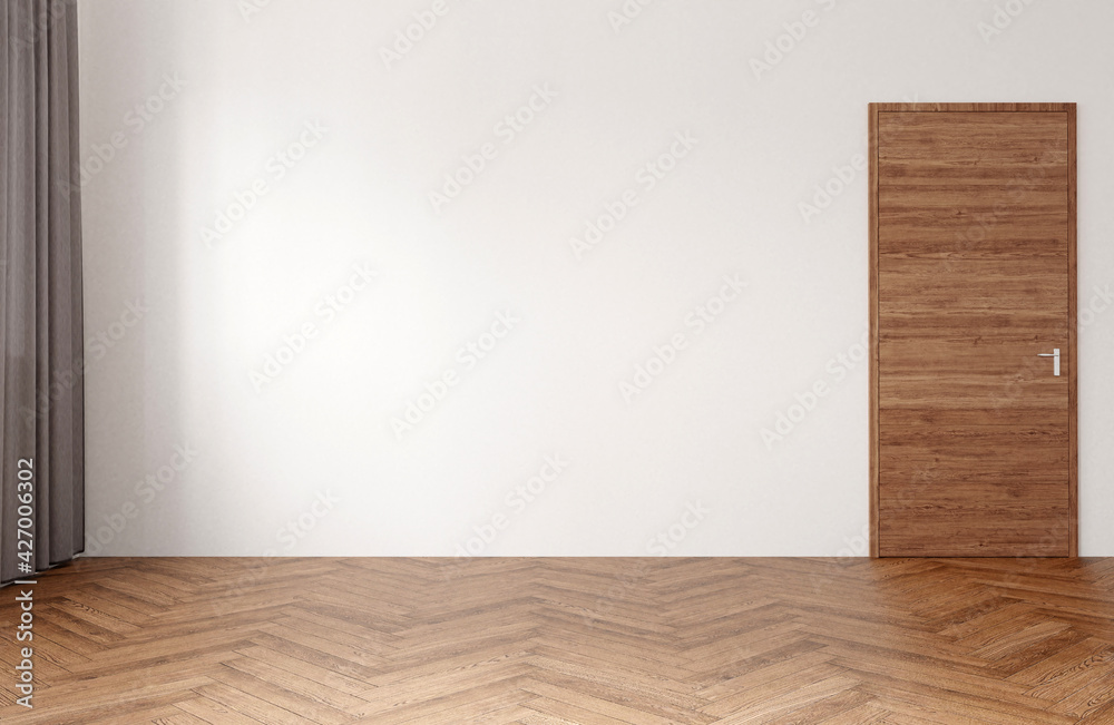 Empty room ,modern interior design, white wall and wood floor. 3D ...