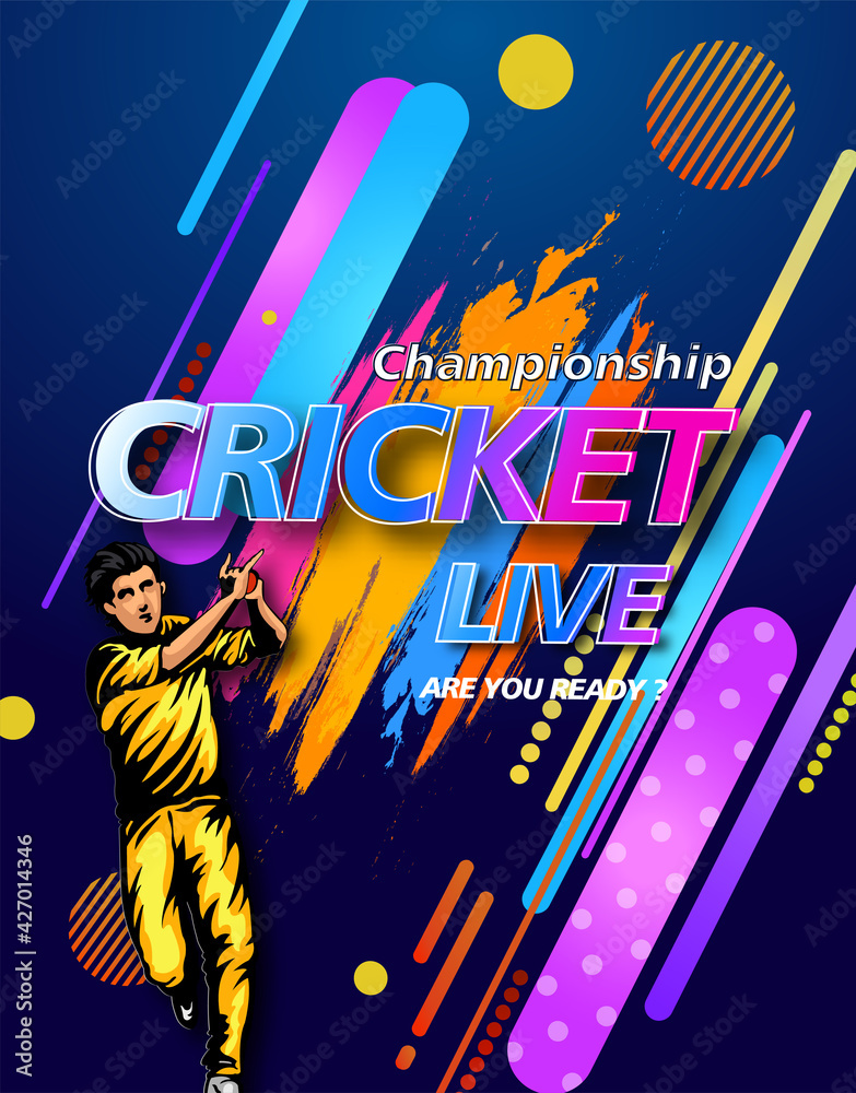 vector Illustration of cricket player ,Creative poster or banner design ...