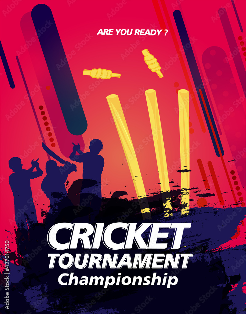 vector Illustration of cricket player ,Creative poster or banner design ...