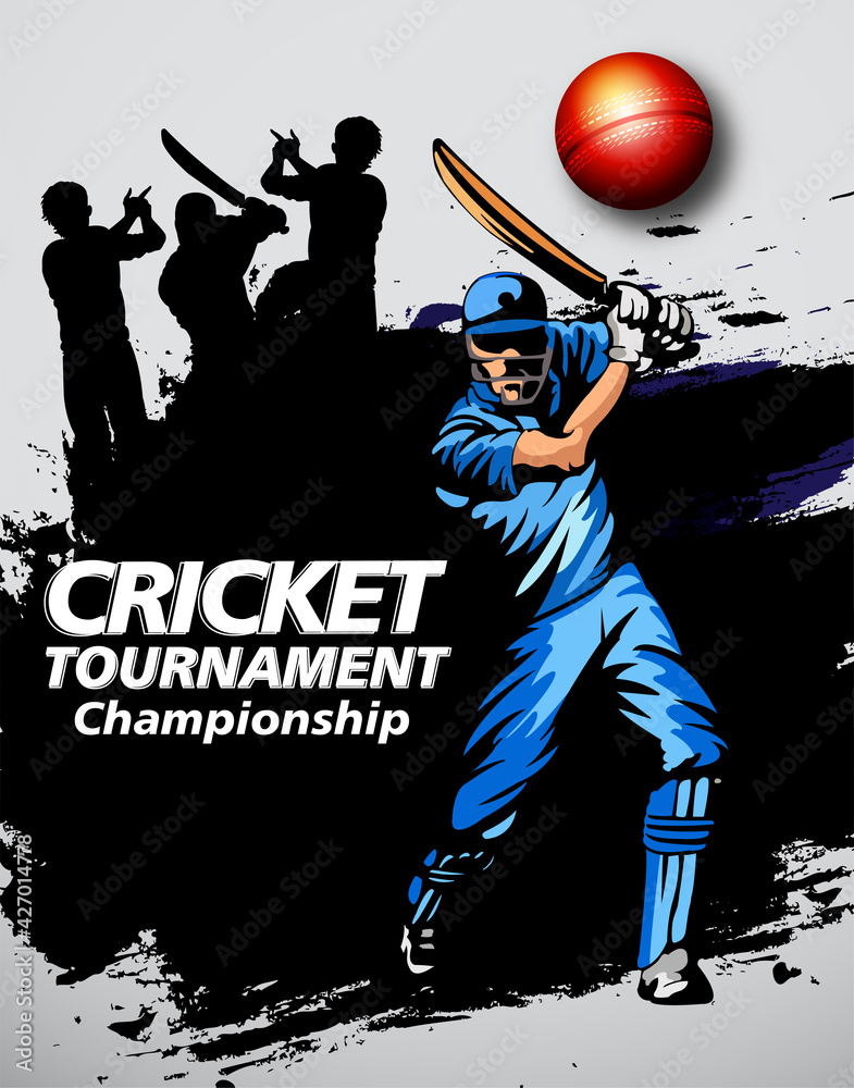 vector Illustration of cricket player ,Creative poster or banner design ...
