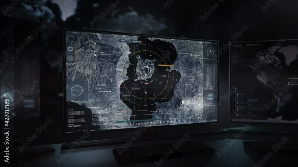 Modern Computer Interface Showing Territory And Data. Real Time View ...