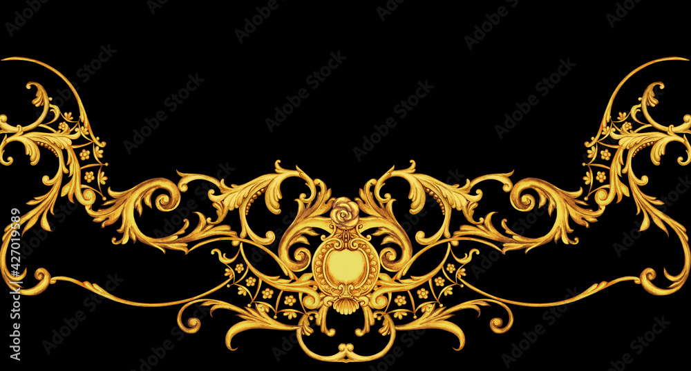 Golden border in rococo style Stock Illustration | Adobe Stock