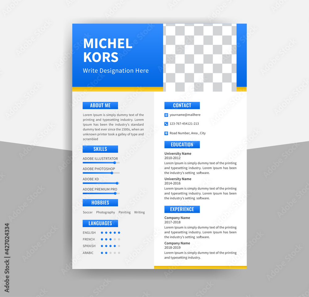 Curriculum Vitae template, Professional and minimal CV, Resume Job ...