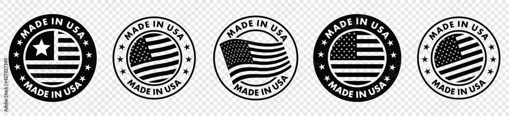 set of made in the usa labels, made in the usa logo, usa flag ...